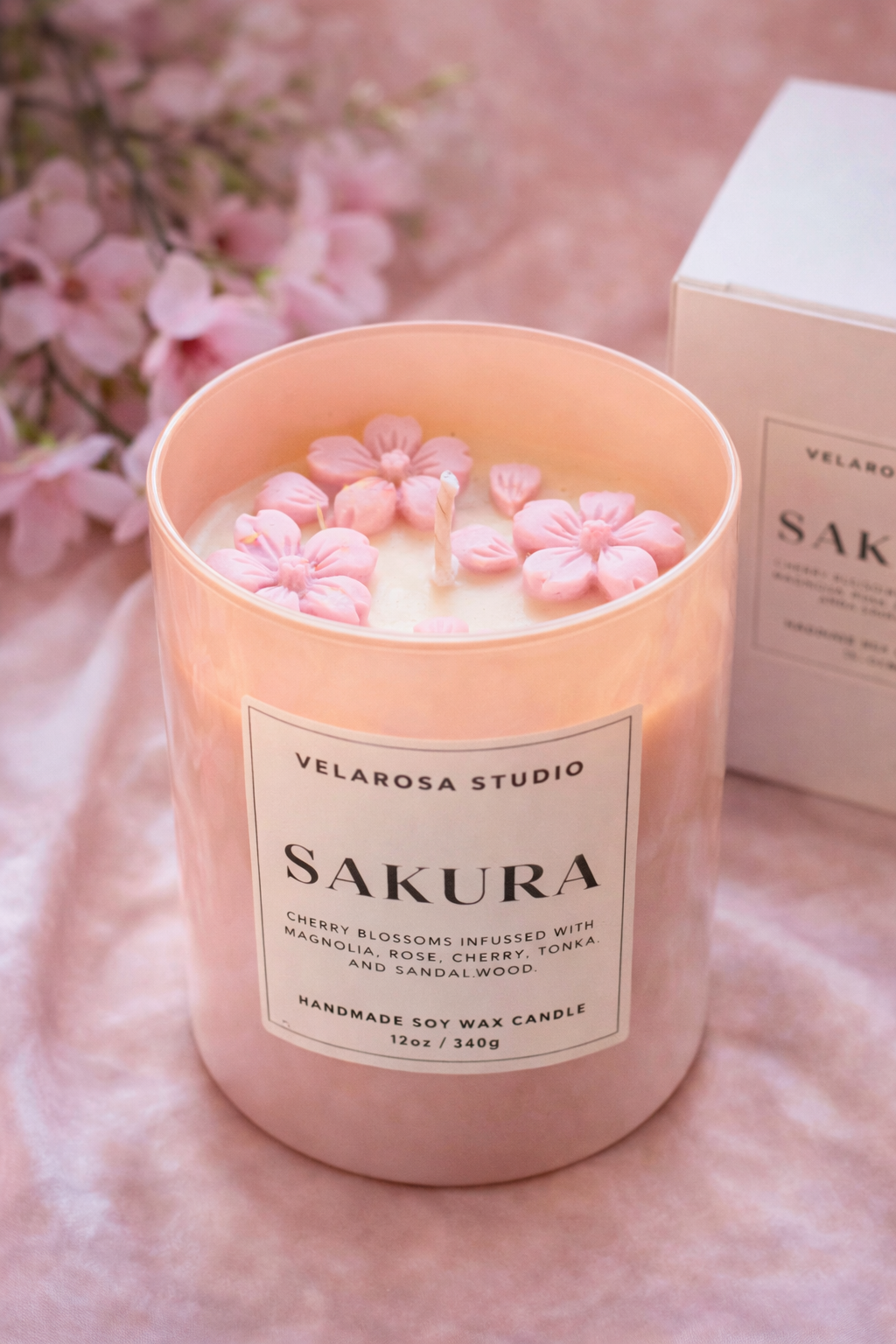 Sakura Soy Candle – Cherry Blossom Scented Candle – Handmade Floral ...