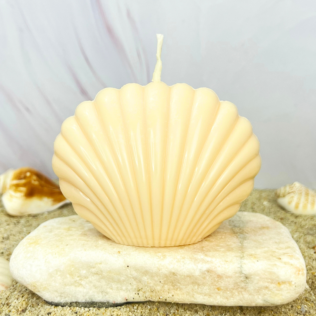 Candle "Seashell Bliss" – Handmade Soy Wax Shell Candle for Coastal ...