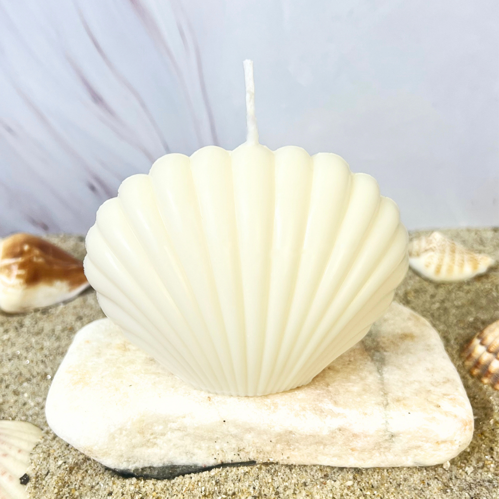 Candle "Seashell Bliss" – Handmade Soy Wax Shell Candle for Coastal ...